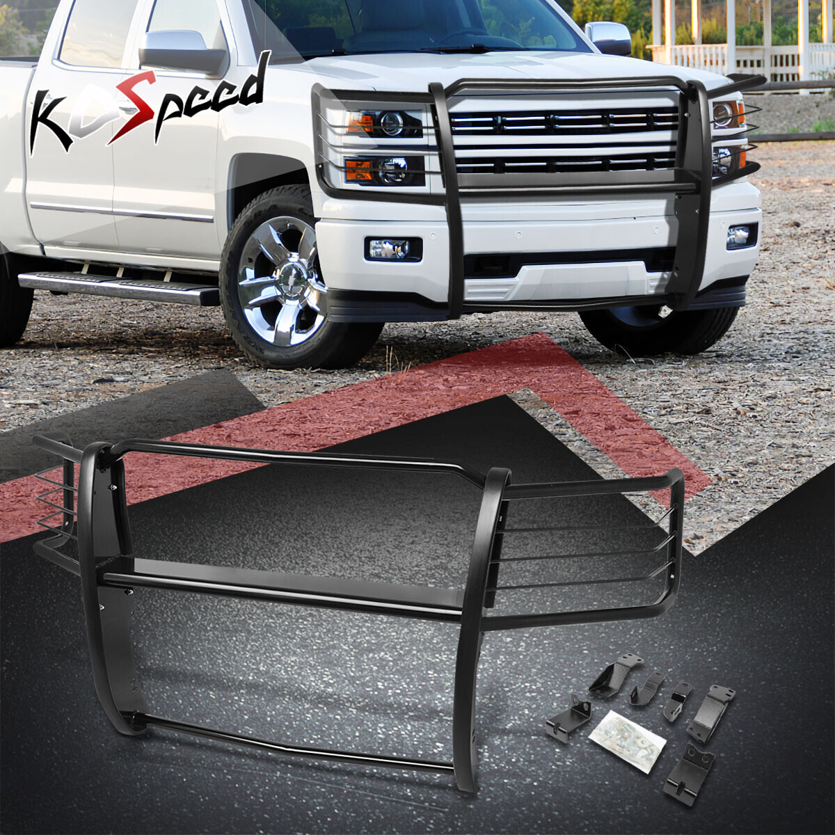 Black Front Bumper Push Bar Brush Grille Guard for 14-18 Chevy ...