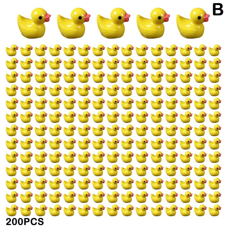100/200PCS Mini Rubber Ducks Miniature Resin Ducks Yellow Tiny Duckie ...
