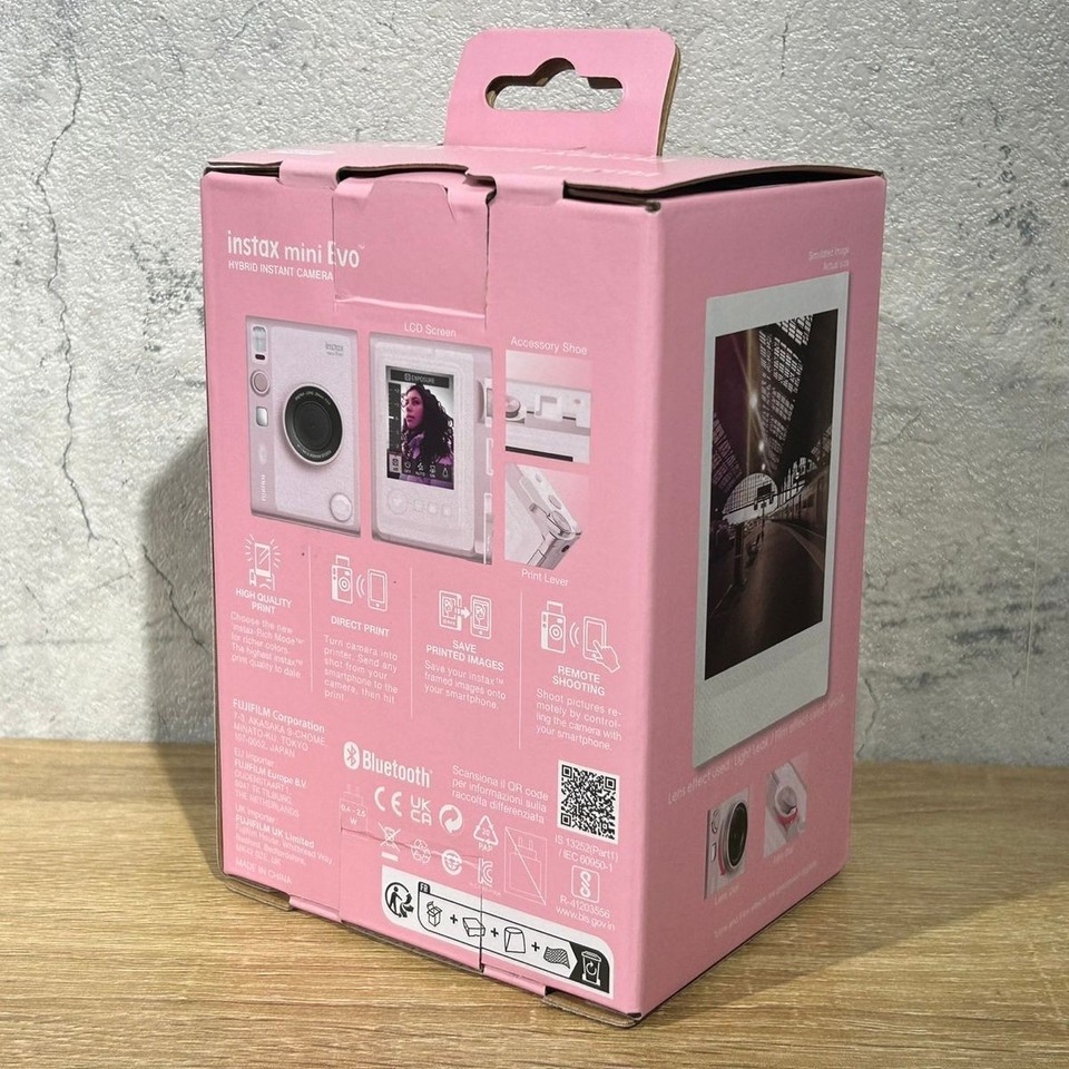 Fujifilm Instax Mini Evo Gentle Rose Instant Camera + SanDisk SD Card ...