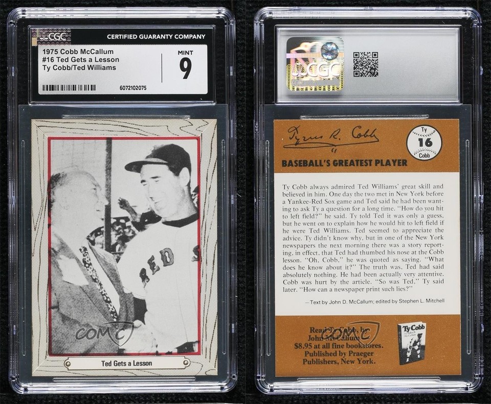 1975 McCallum Cobb: Baseball's Greatest Player Ty Cobb Ted Williams CGC ...
