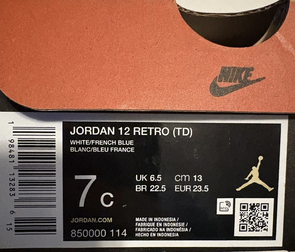 Nike Air Jordan XII 12 Retro French Blue Toddler Sz 7C 850000-113 W/Box ...