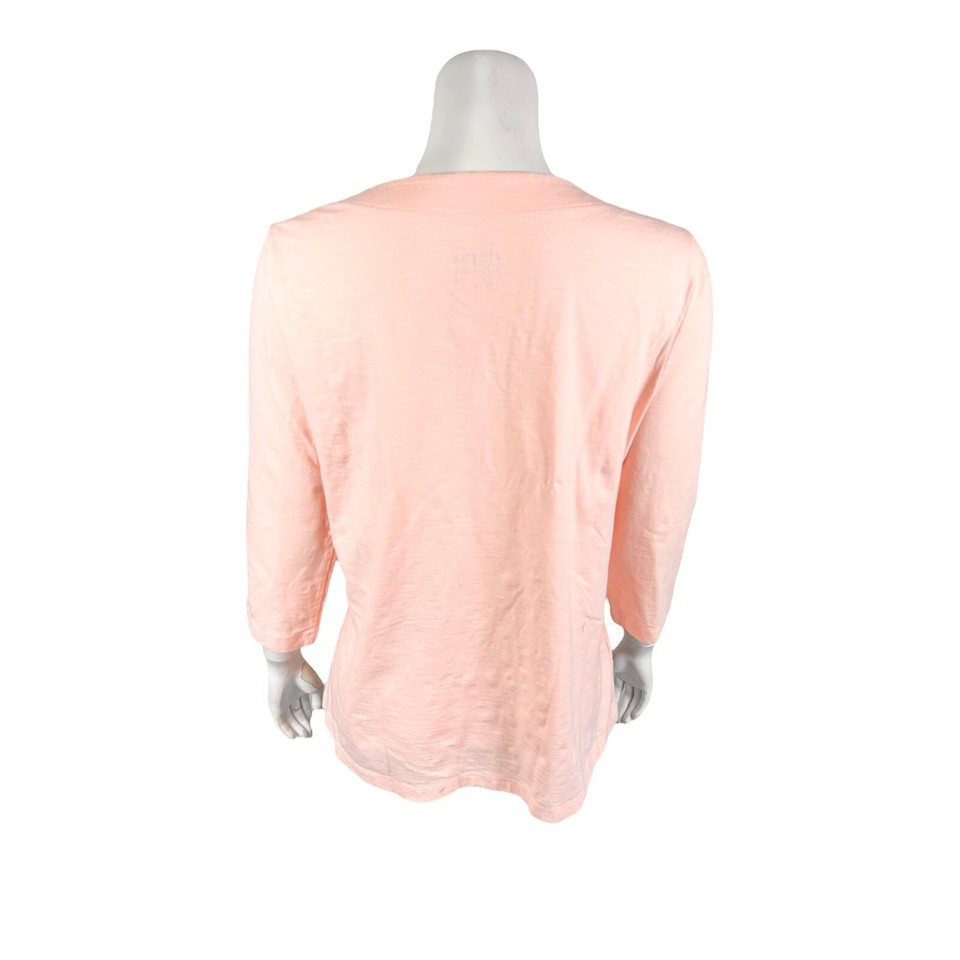 Denim & Co. Women's Essentials Textured Knit 3/4 Sleeves Top Peach ...