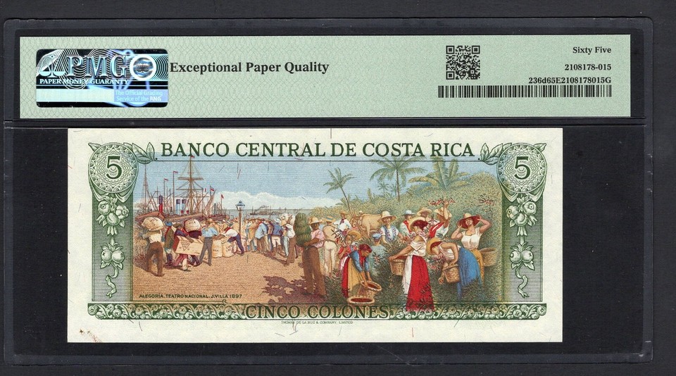 Costa Rica 5 Colones 12-3-1981 P236d Uncirculated Grade 65 | eBay