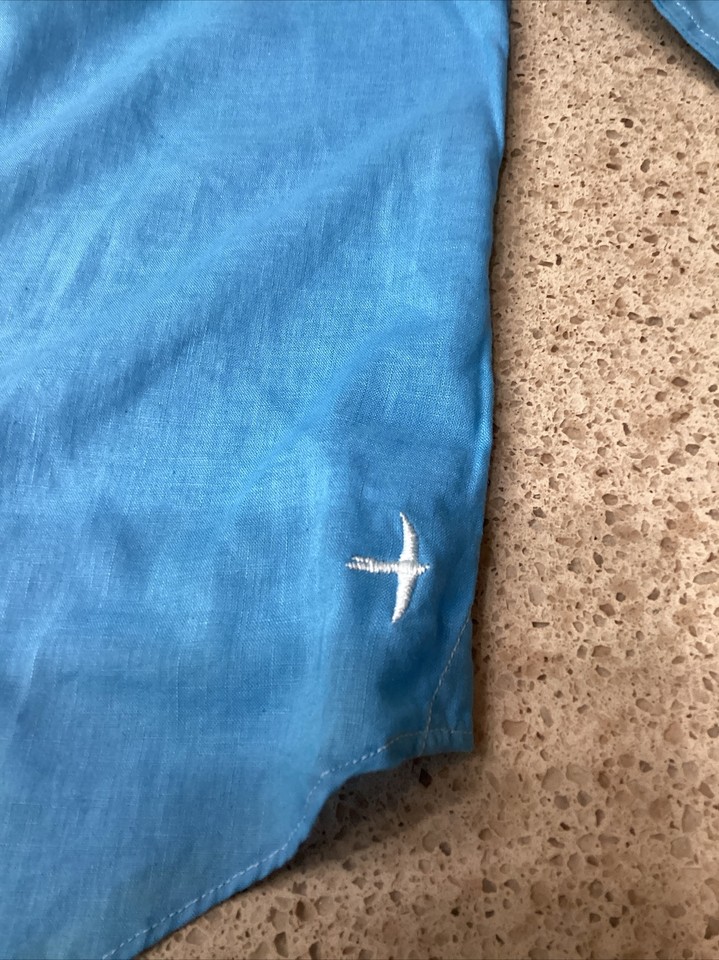 Relwen Linen Harbor Shirt Mens Medium Blue Button Up Dress Shirt New | eBay