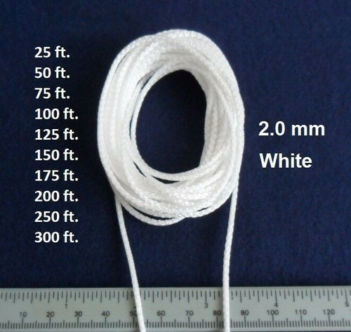 25-300ft 2.0 mm White Lift Pull String Cord for Shades, Honeycomb ...