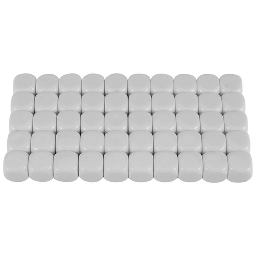 50 Pack 16MM Blank White Set Acrylic Rounded D6 Cubes for Game,Pa V2I2 ...