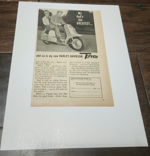 Vtg Harley-Davidson Topper Scooter My Dad's The Greatest Magazine Print ...