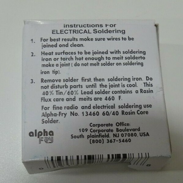 Alpha Fry 1 oz. Repair Solder 0.09 in. Dia. Tin/Lead 40/60 1 pc. | eBay