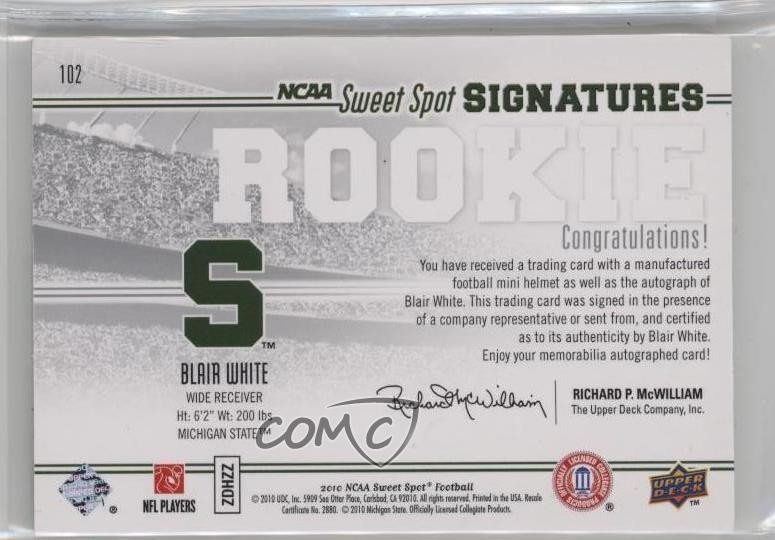 2010 Upper Deck NCAA Sweet Spot Signatures /400 Blair White #102 Rookie ...