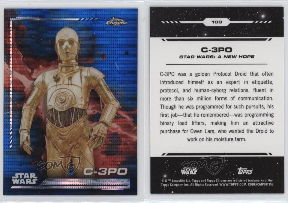 2024 Topps Chrome Star Wars Blaster Blue Pulsar Refractor C-3PO #109 ...