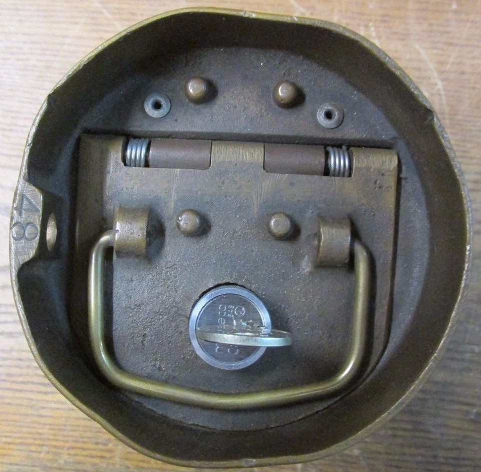 Vintage Diamond Mfg Brass Fare Box Money Vault Cylindrical 9" X 4-3/4 ...