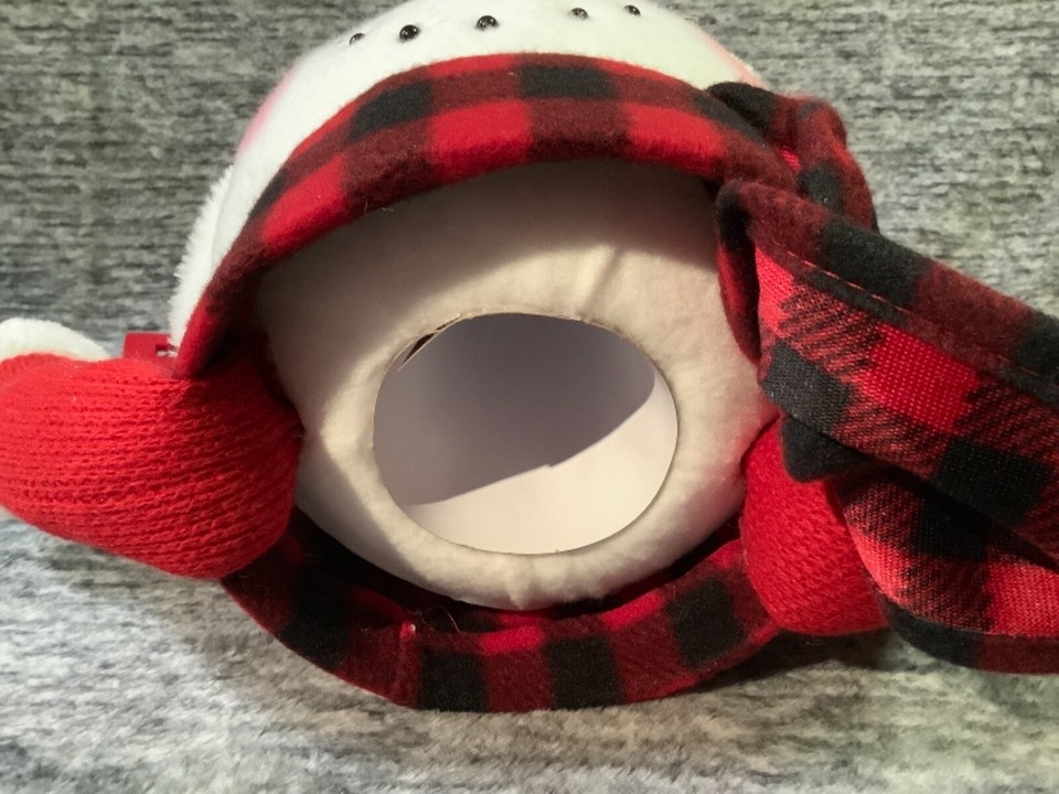 Snowman BELIEVE Christmas Tree Topper 16" x 15" Flexible Hands Plaid ...