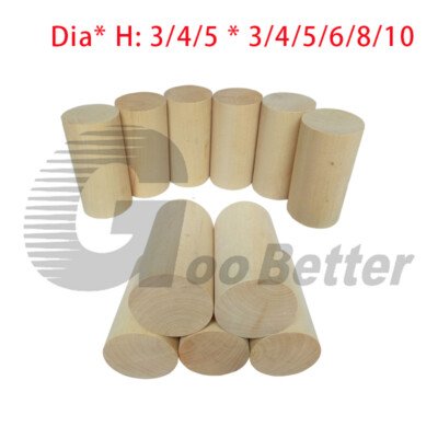 Solid Wood Rod Cylinder Column Natural Wooden Craft Dia 3-5cm Length 3 ...