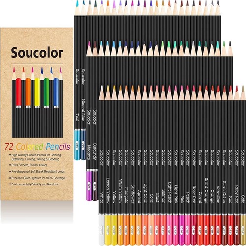 72 Color Soft Core Colored Pencils Set for Adult Coloring Books Art ...