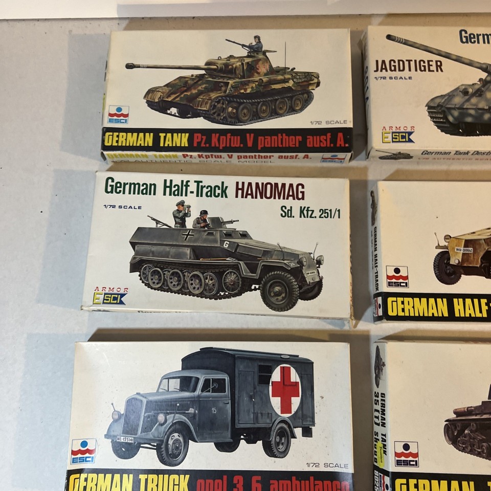 LOT OF (6) VINTAGE 1970'S ESCI 1/72 GERMAN WORLDWAR II MODEL KITS - new ...