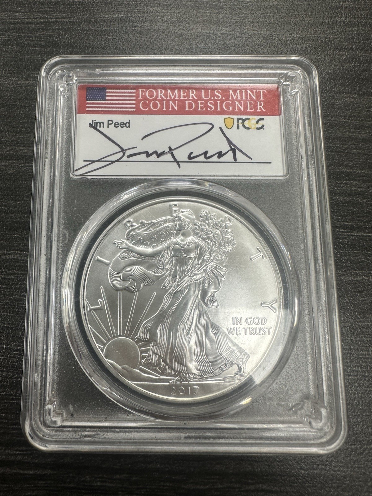 2017-P PCGS MS70 American Silver Eagle .999 $1 Jim Peed Signature -A94 ...