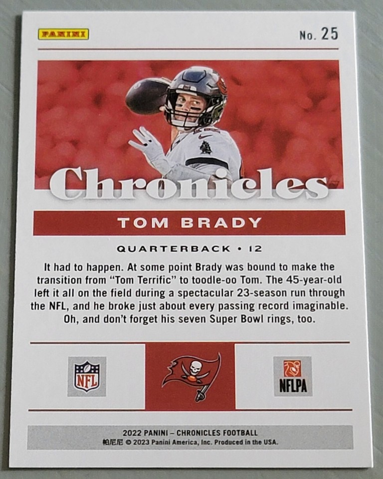 2022 Panini Chronicles Football, Base Card #25 TOM BRADY Pink Parallel | eBay