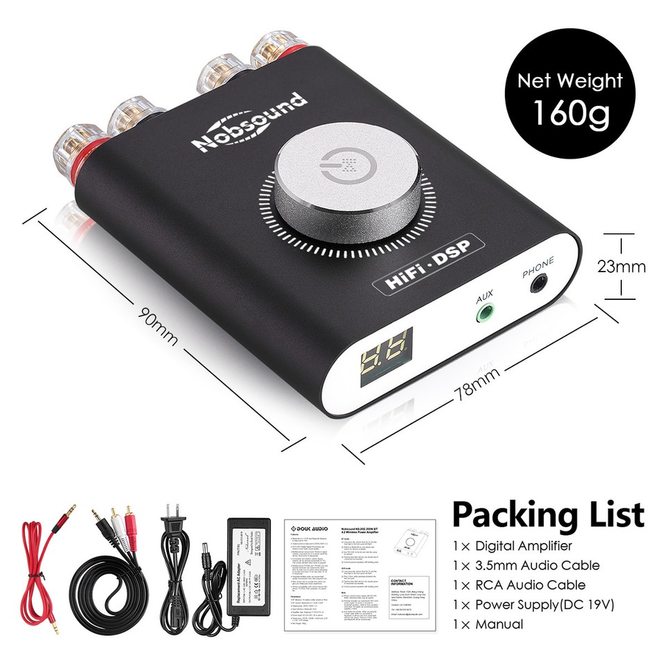 Nobsound NS-20G Mini 200W Digital Power Amplifier Bluetooth Stereo ...