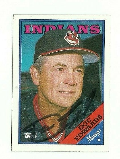 Doc Edwards 1988 Topps signed auto autographed card Cleveland Indians ...