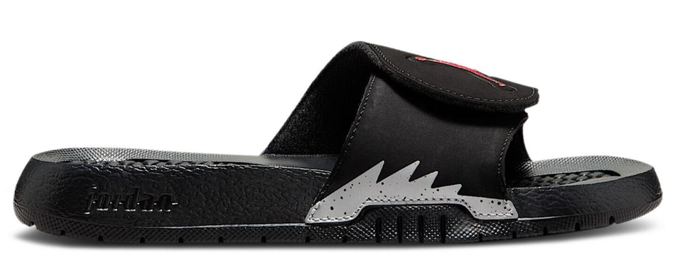 JORDAN HYDRO V RETRO SLIDE BIG KIDS (GS) BLACK / FIRE RED-SILVER 555511 ...
