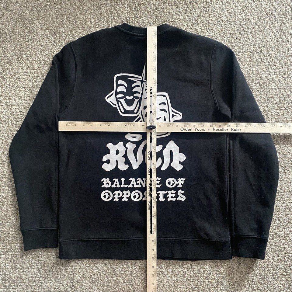 RVCA Sweatshirt Mens Small S Black Pullover Comedy Tragedy Theater Mask ...