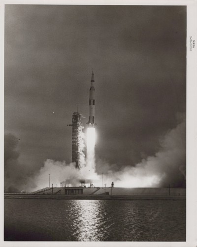 Apollo 9 KSC Saturn V Night Moon Launch 1969 - Original NASA Black ...