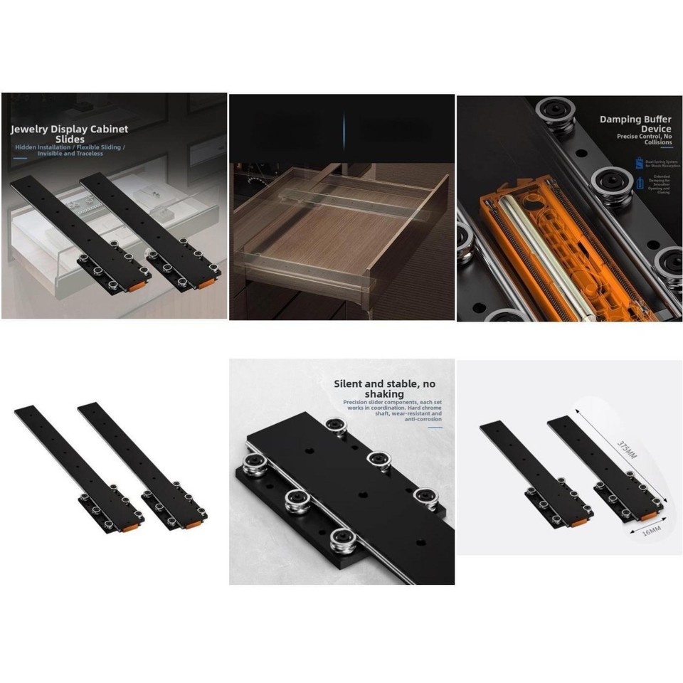 Damping Buffer Concealed Slide Rail For Retail Display Hard Chrome Axle ...