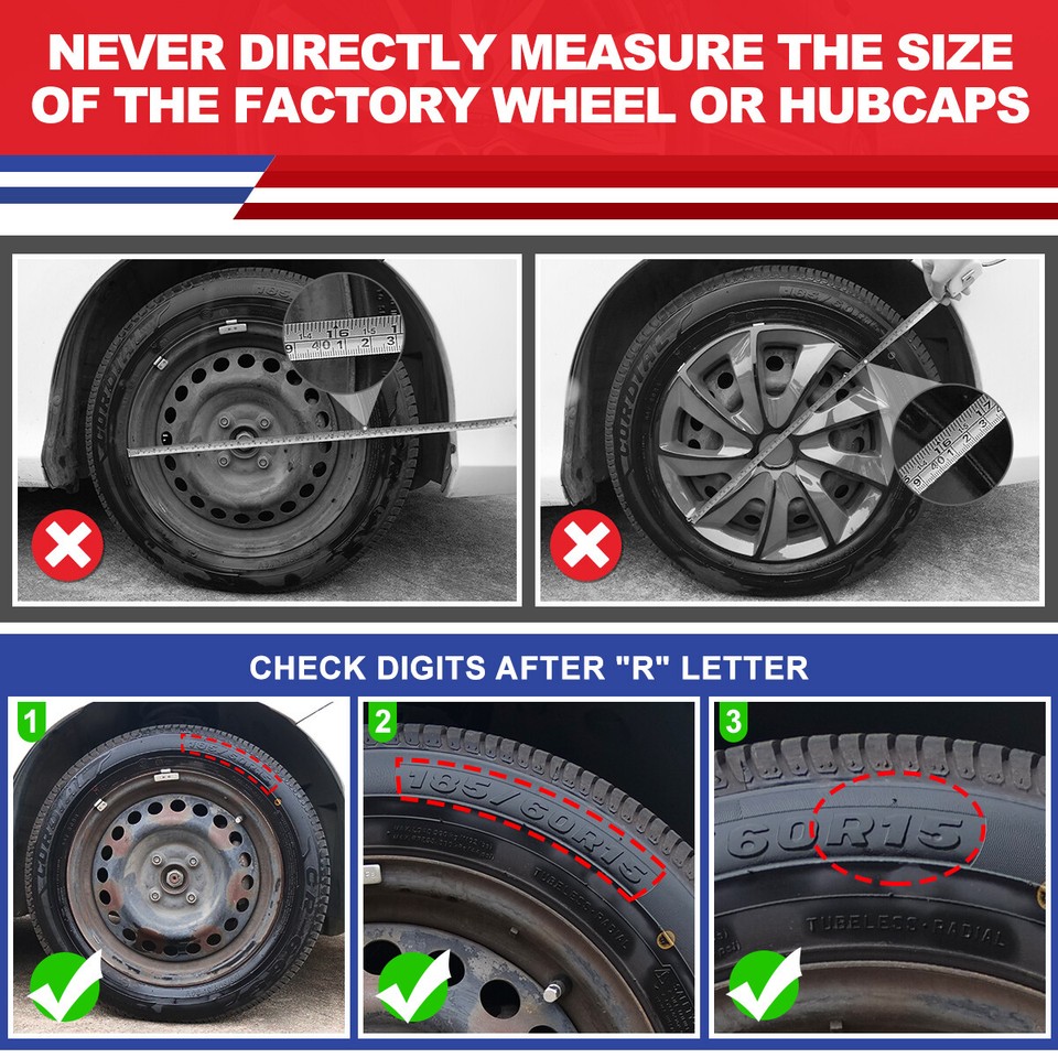 14" Set of 4 Wheel Covers Snap On Full Hub Caps fit R14 Tire & Steel ...