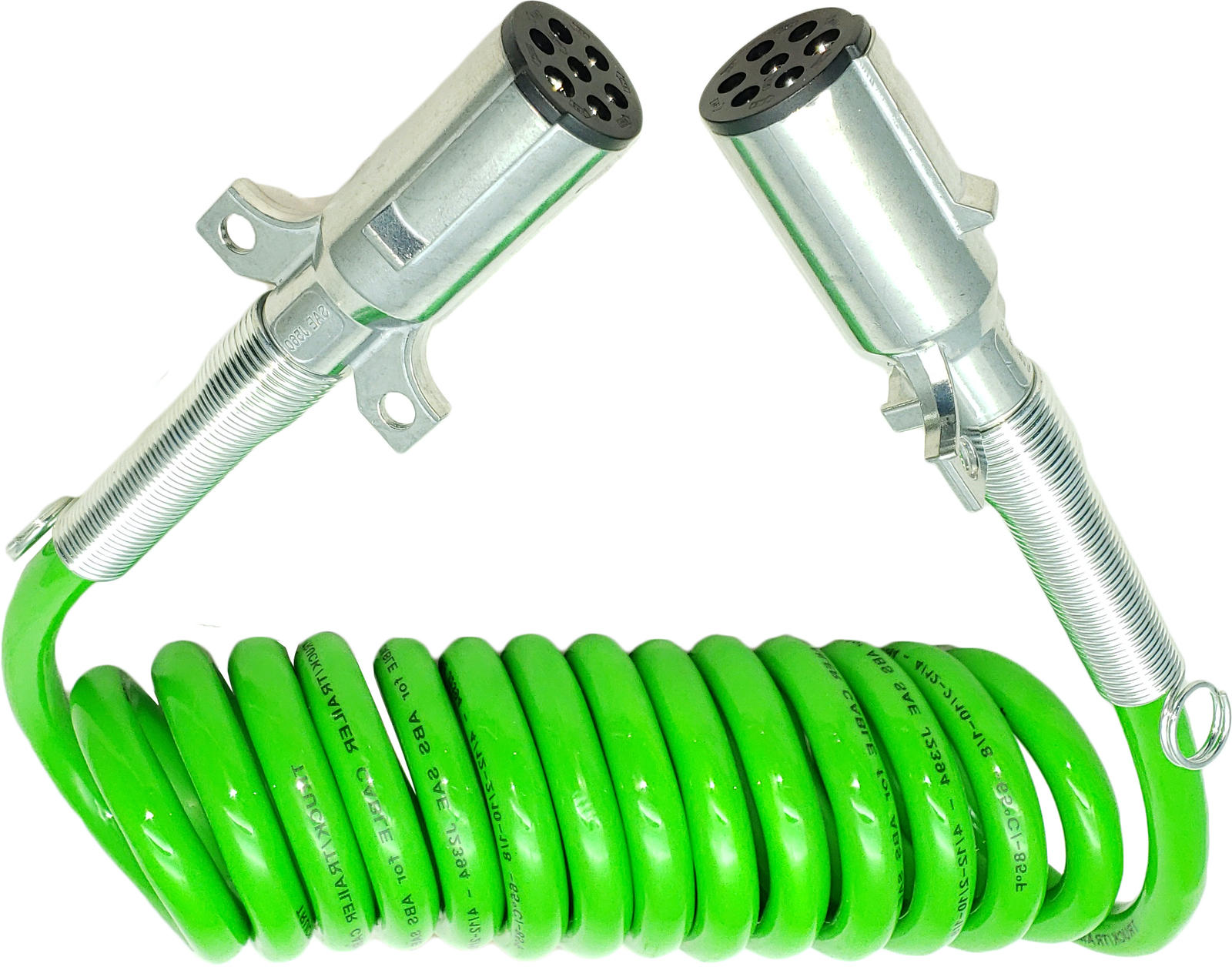 7-Way ABS 15"\' Green Coil Trailer Electric Cable Power Cord 12" Lead ...