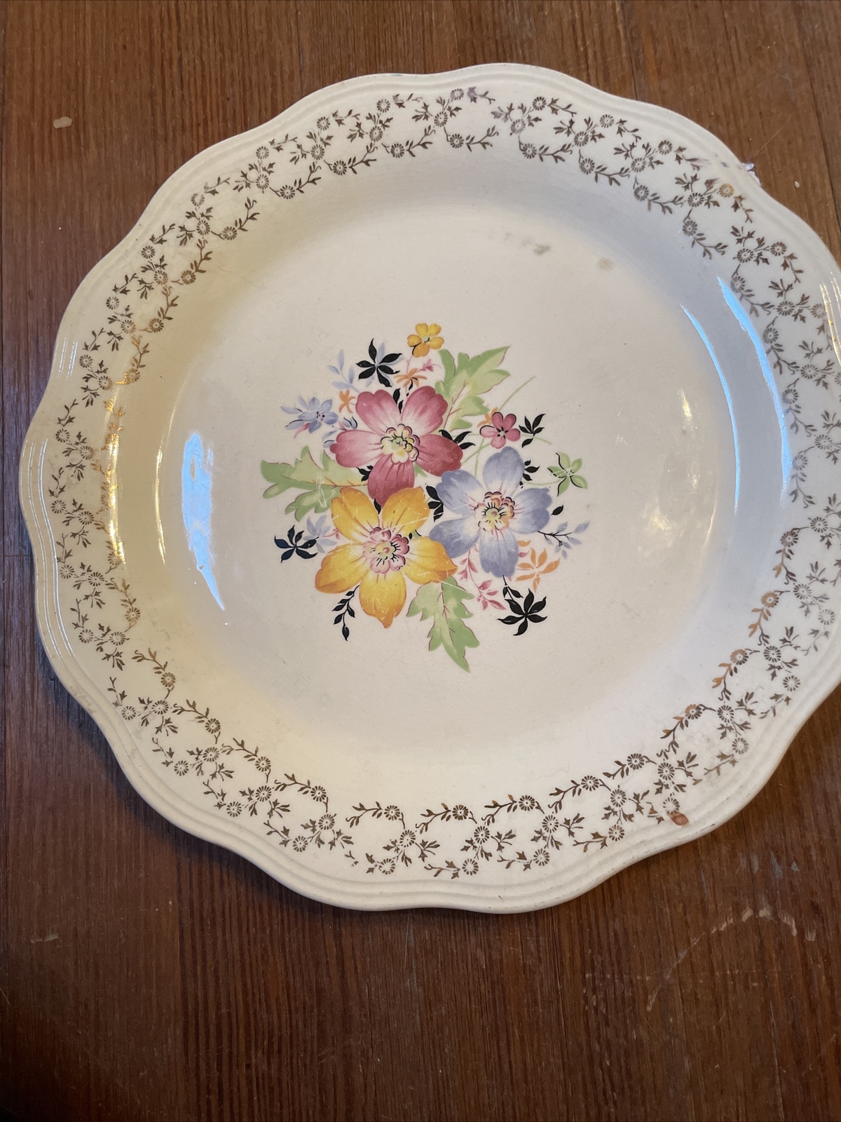 22K Gold 10 1/4-inch Dinner Plate The French Saxon China Company | eBay