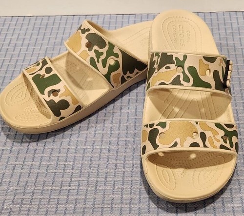 Crocs Camo Camouflage Two-Strap Sandals Slides, Men's Size 8, Women's ...