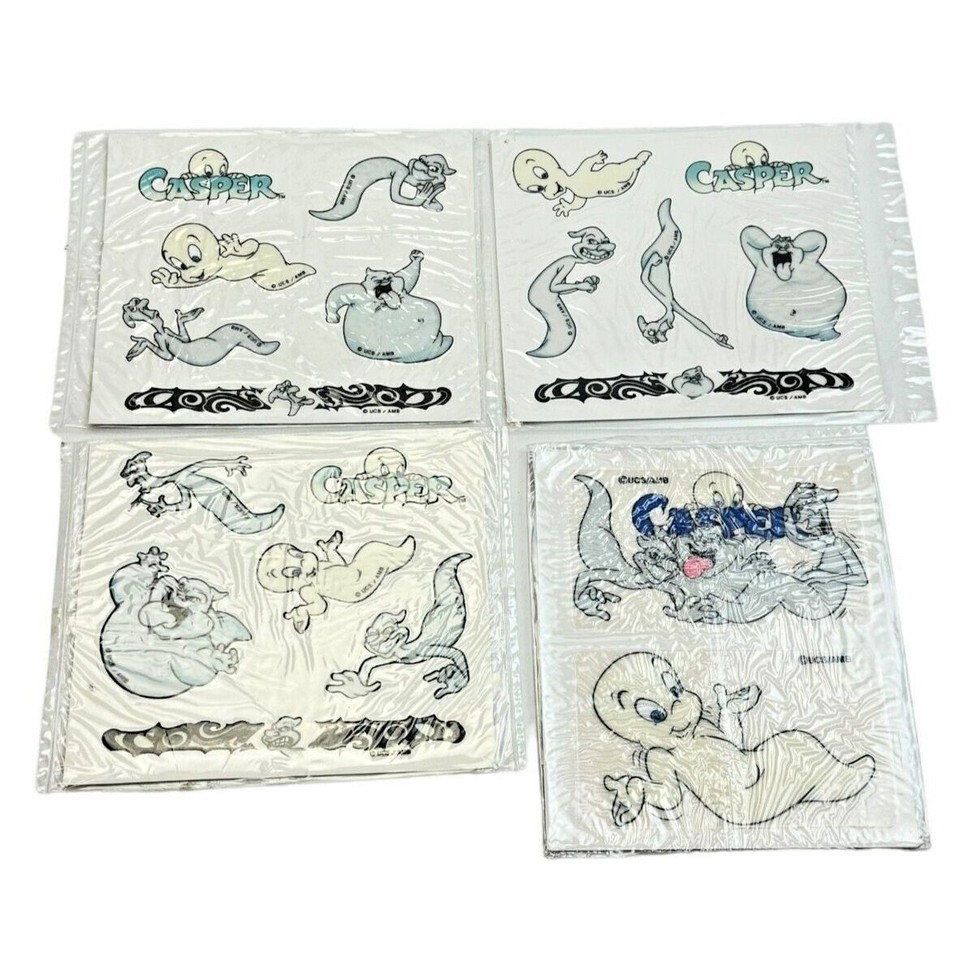 NEW VTG 1995 CASPER Boo-Gluers Glow in the Dark Stickers COMPLETE SET ...