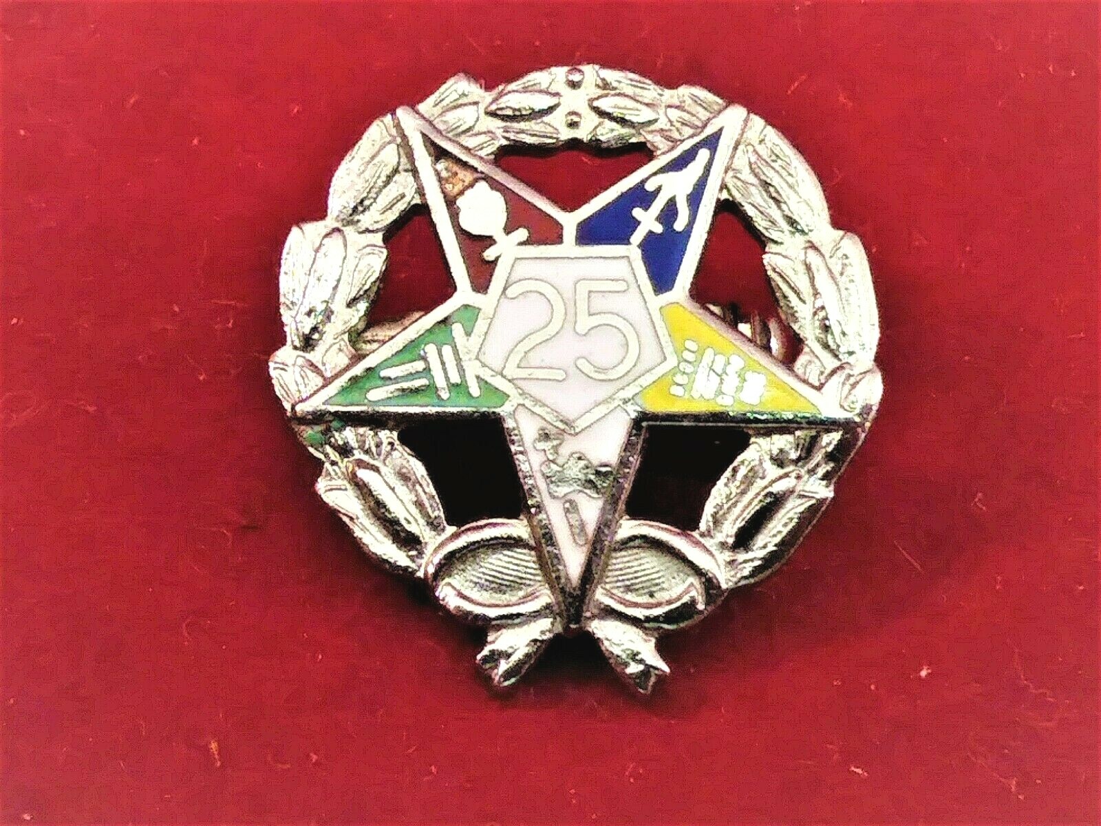 Vintage Enameled Silver Masonic Order Of The Eastern Star 25 Year Lapel ...
