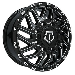 1 TIS 22x8.25 8X200 +127 544BM Dually Gloss Black w/Milled Accents ...