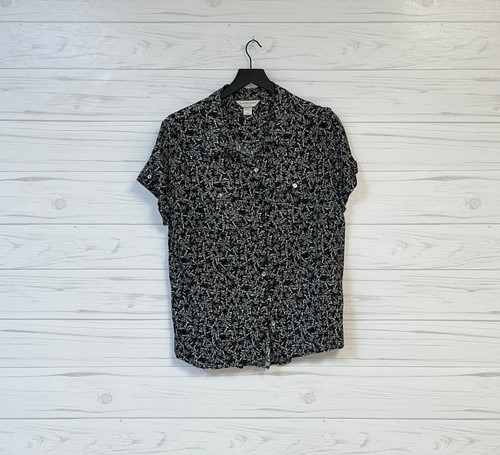 Chrispother & Banks top womens size petite extra large button up short ...