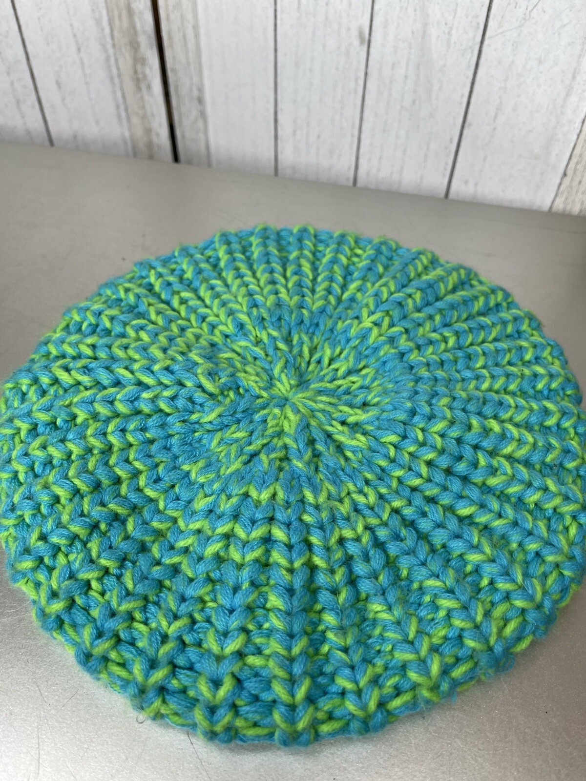 Soft Cable Knit Colorful Crochet Beret Bright Neon Gr… - Gem