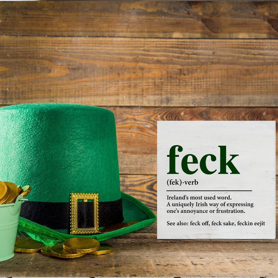 St. Patricks Day Decor Feck Definition Wooden Sign St. Patricks Day ...