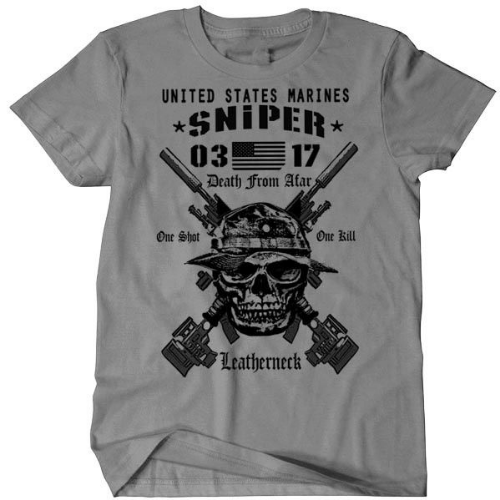 USMC Scout Sniper US Marines Cotton T-Shirt MOS 0317 Combat Arms Men ...