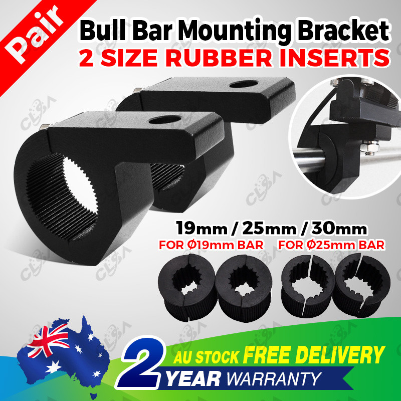 2x 19-25mm Bullbar Pipe Mount Bracket Clamps LED Work Light Bar + 2 set ...