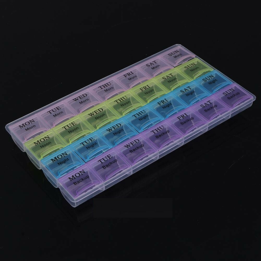 Travel 28 Day Weekly Pill Box Tablet Holder Medicine Dispenser Storage ...