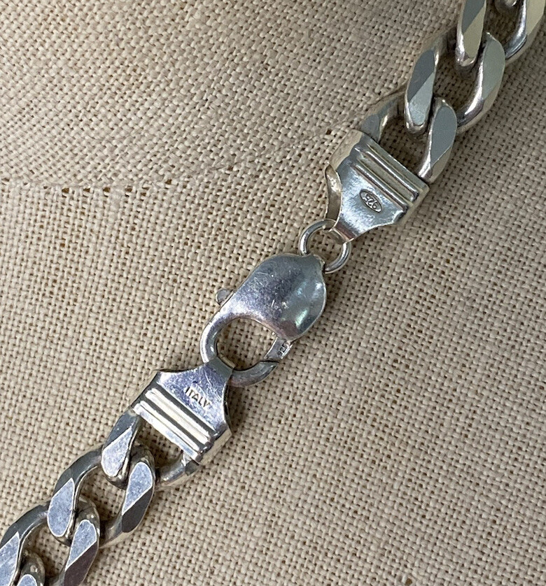 DESIGNER ITALY STERLING SILVER HEAVY LINK CHAIN NECKL… - Gem