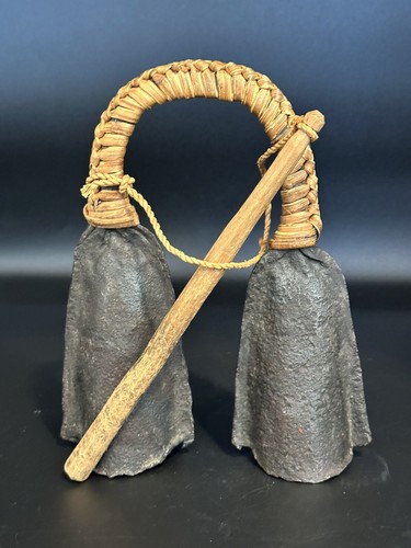 African Instrument Fang 2 Pitch Percussion BellAntique Tribal Cameroon ...