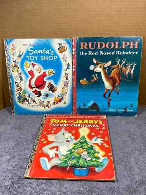 Vintage Lot *3* A Little Golden Book Santa’s Toy Shop + Rudolph + Tom ...
