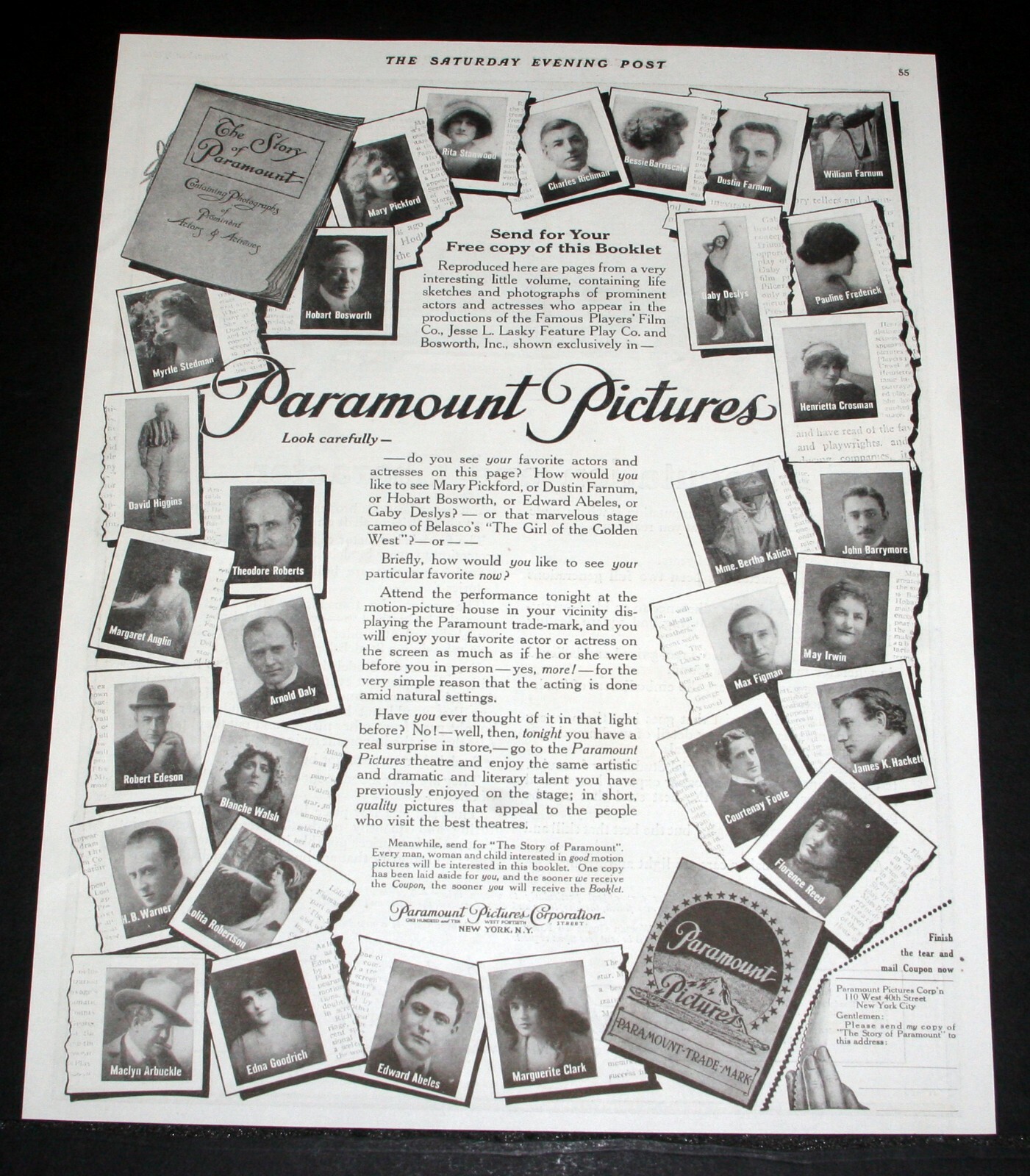 1914 OLD MAGAZINE PRINT AD, PARAMOUNT PICTURES, LOOK CAREFULLY ...