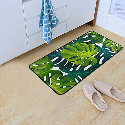Kitchen Rugs Green Tropical Design Non-Slip Soft Kitchen Mats Bath Rug ...