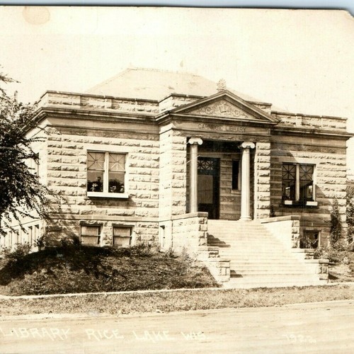 1910s Rice Lake, WI RPPC Carnegie Library Real Photo Greek Architecture ...