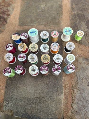 Vintage Lot Of Silk And Nylon Thread Spool 25 VLI & Golden Witch fly ...