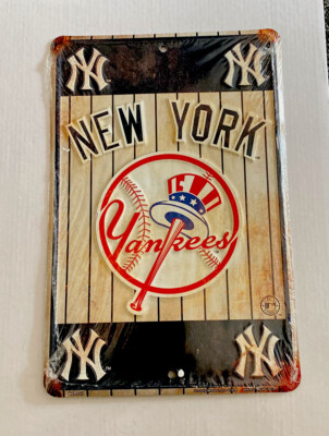 NEW YORK YANKEES FAN Aluminum Metal Embossed Parking Room Sign 12”H X 8 ...
