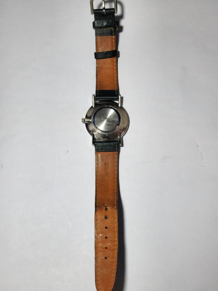 Harley Davidson Sweda Watch Black Dial Silver Eagle Black Leather Strap ...