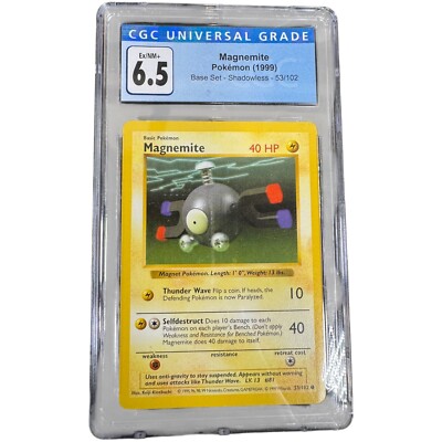 Pokemon 1999 Base Set Shadowless Magnemite 53/102 Graded Slab 9097 | eBay